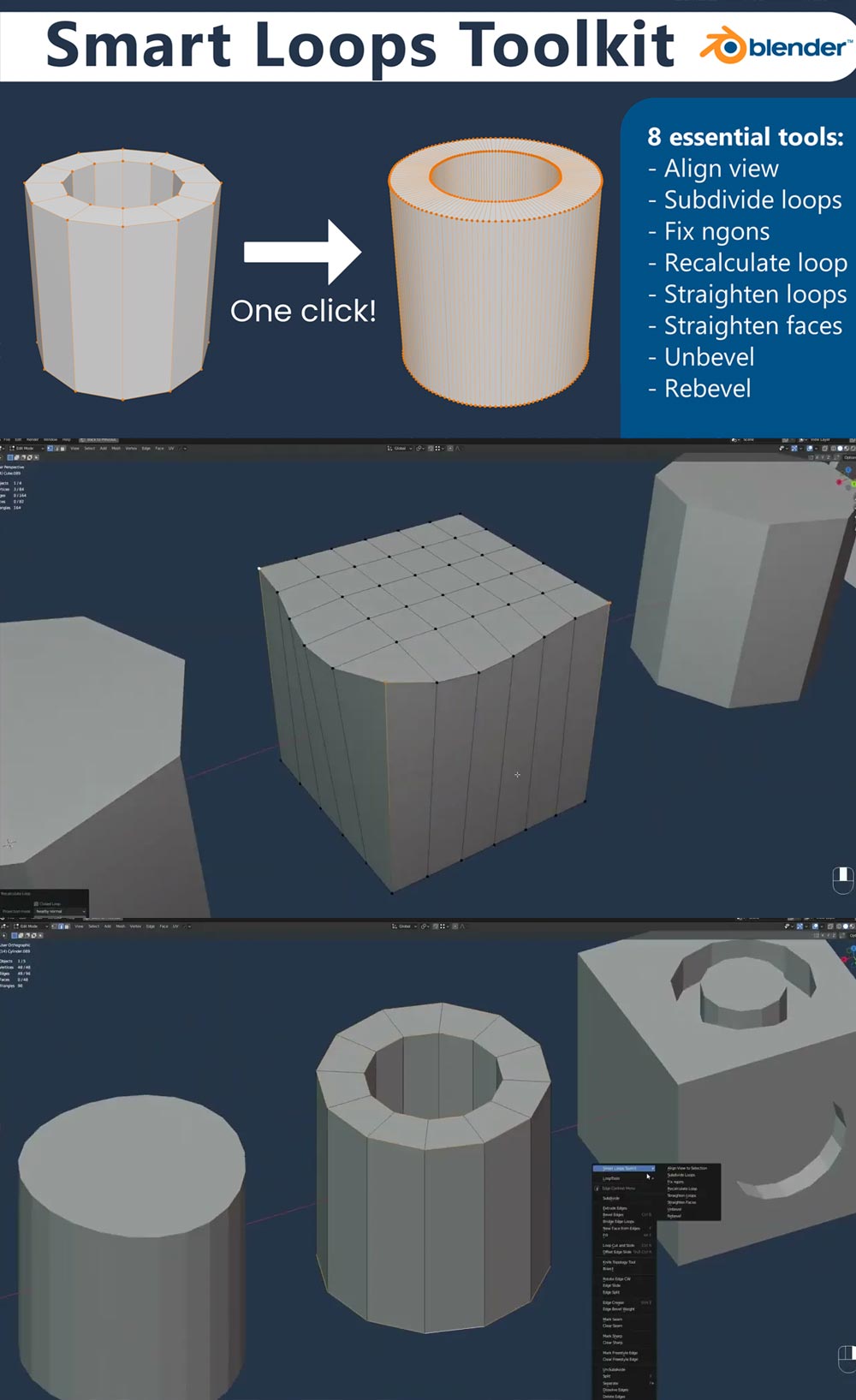 Blender布线优化插件 Smart Loops Toolkit V1.01 – CGPepper-专注优质三维资源
