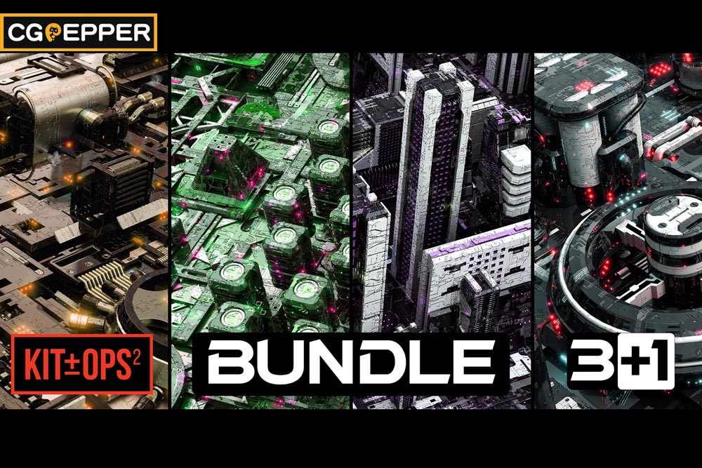 Blender科幻风格模型预设包 Dpack Bundle – Sci Fi Kitbash – CGPepper-专注优质三维资源