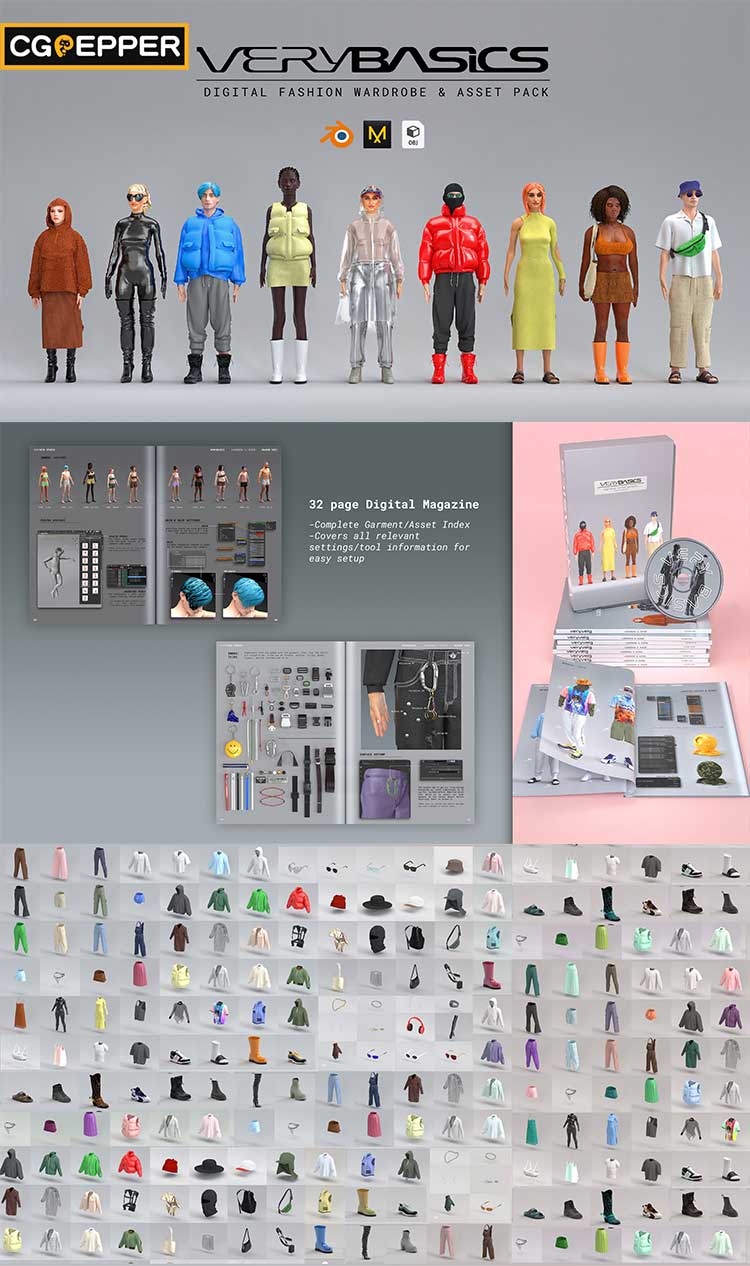 blender三维人物服装配饰3D模型 Digital Fashion VERYBASICS – VirtualWardrobe ...