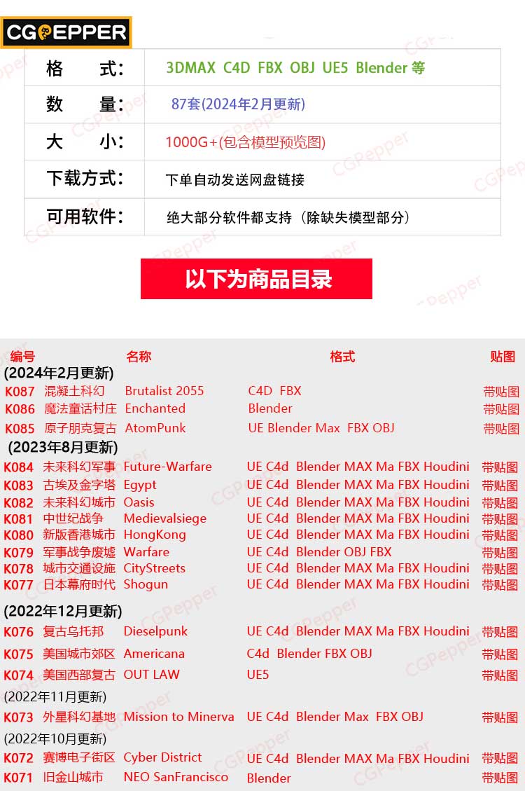 Kitbash3D 模型87套包含UE 3DMAX C4D Blender等格式 – CGPepper-专注优质三维资源